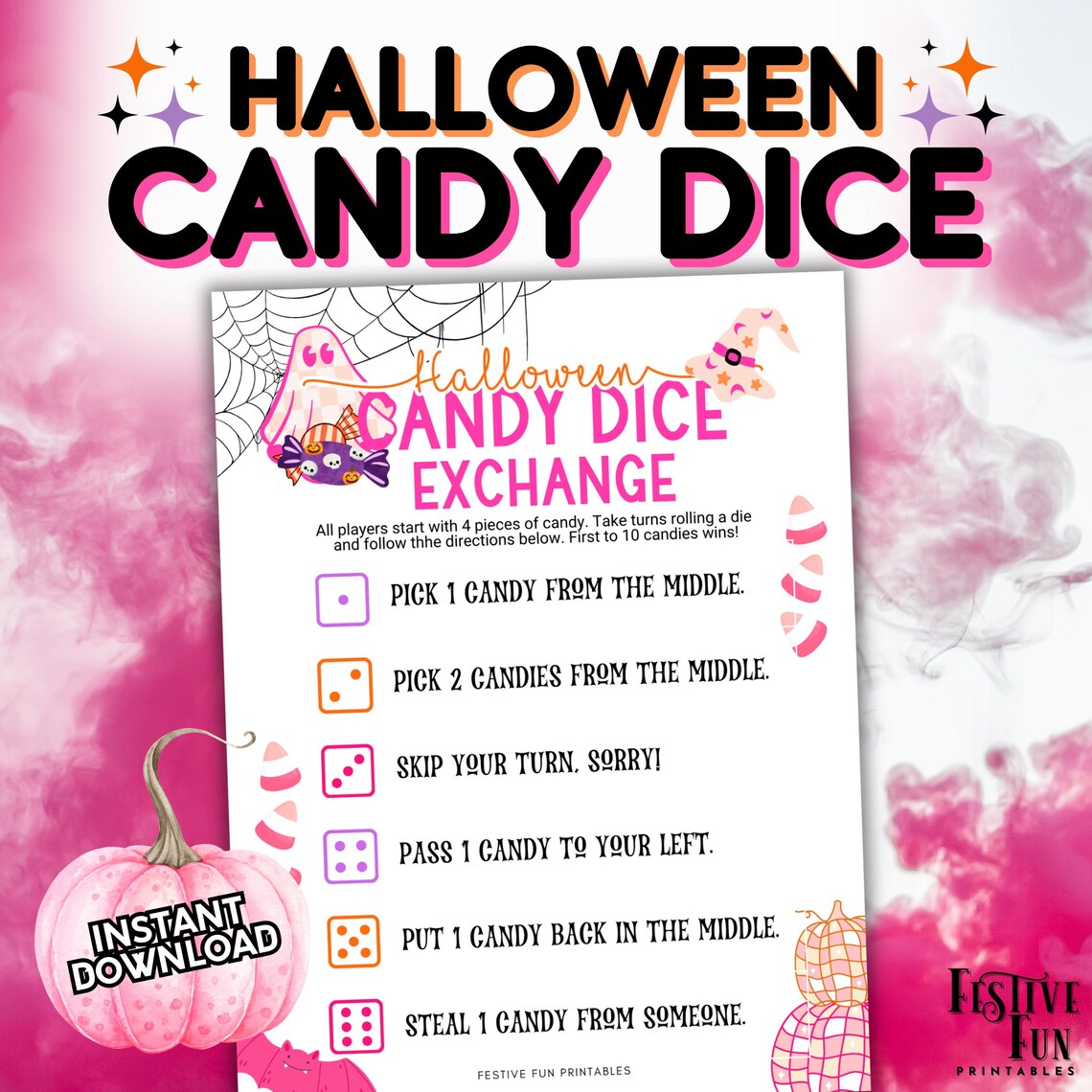 Halloween Candy Dice Exchange Game, Easy Fun Trick or Treat Game for ...