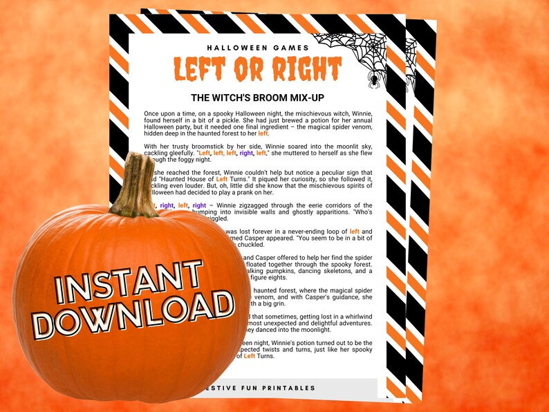 Left Right Halloween Game Printable Story Pass the Parcel - Etsy