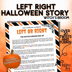 Witch's Broom Halloween Left Right Story, Printable Pass the Pumpkin or ...