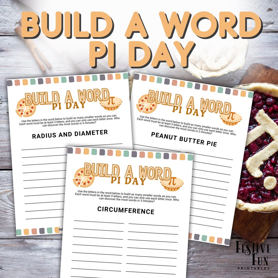 Pi Day Build a Word Bundle, March 14 Pie Party for Pie Day Printable ...