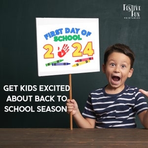 First Day of School 2024 Printable Handprint Art Craft, Back to School ...