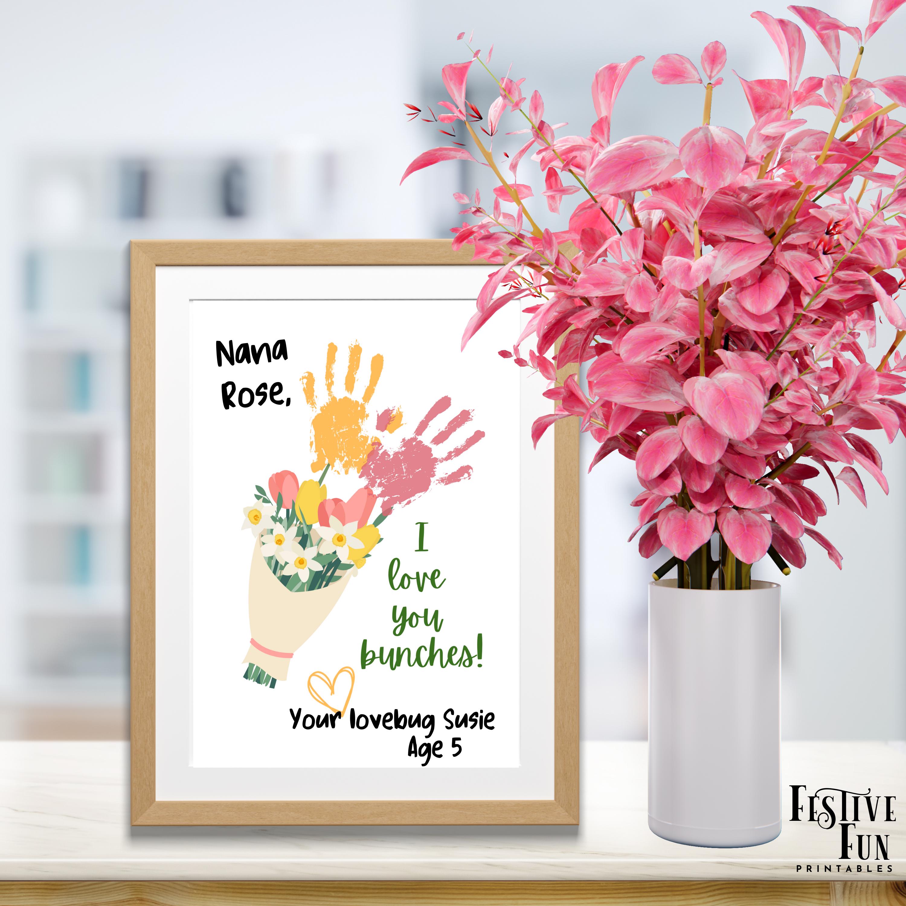 Flower Bouquet Love You Bunches Handprint Crafts for Kids, Printable ...