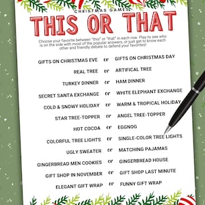 Christmas This or That Printable Game, Would You Rather Friendsmas ...