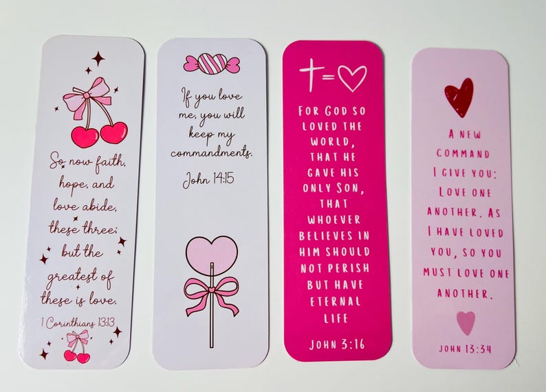 Love Bookmarks | Cherry and Bows, Hearts and Lollipop | Christian ...
