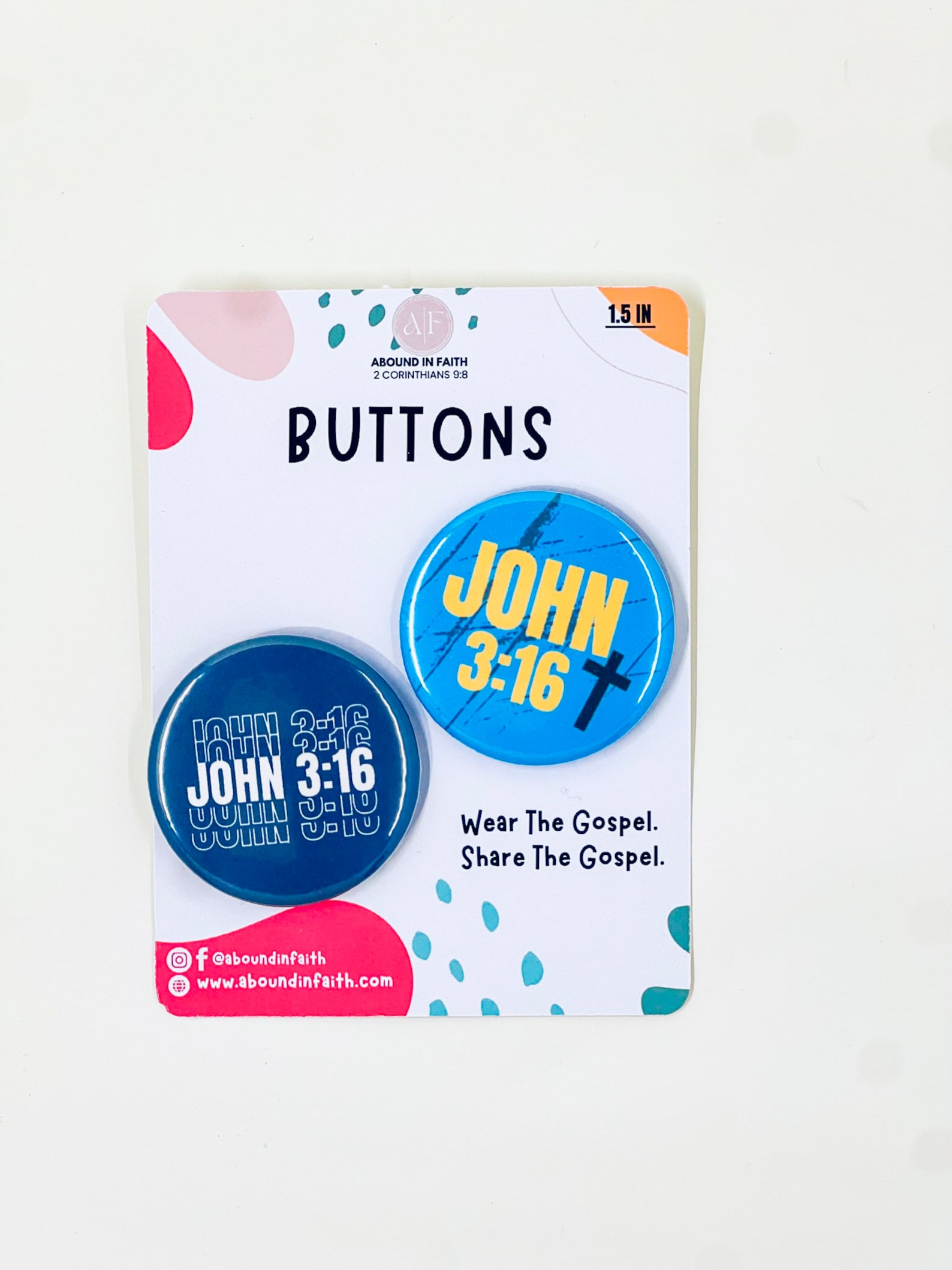 John 3:16 Pin Buttons Set, Inspirational Bible Verse, Faith Accessories ...