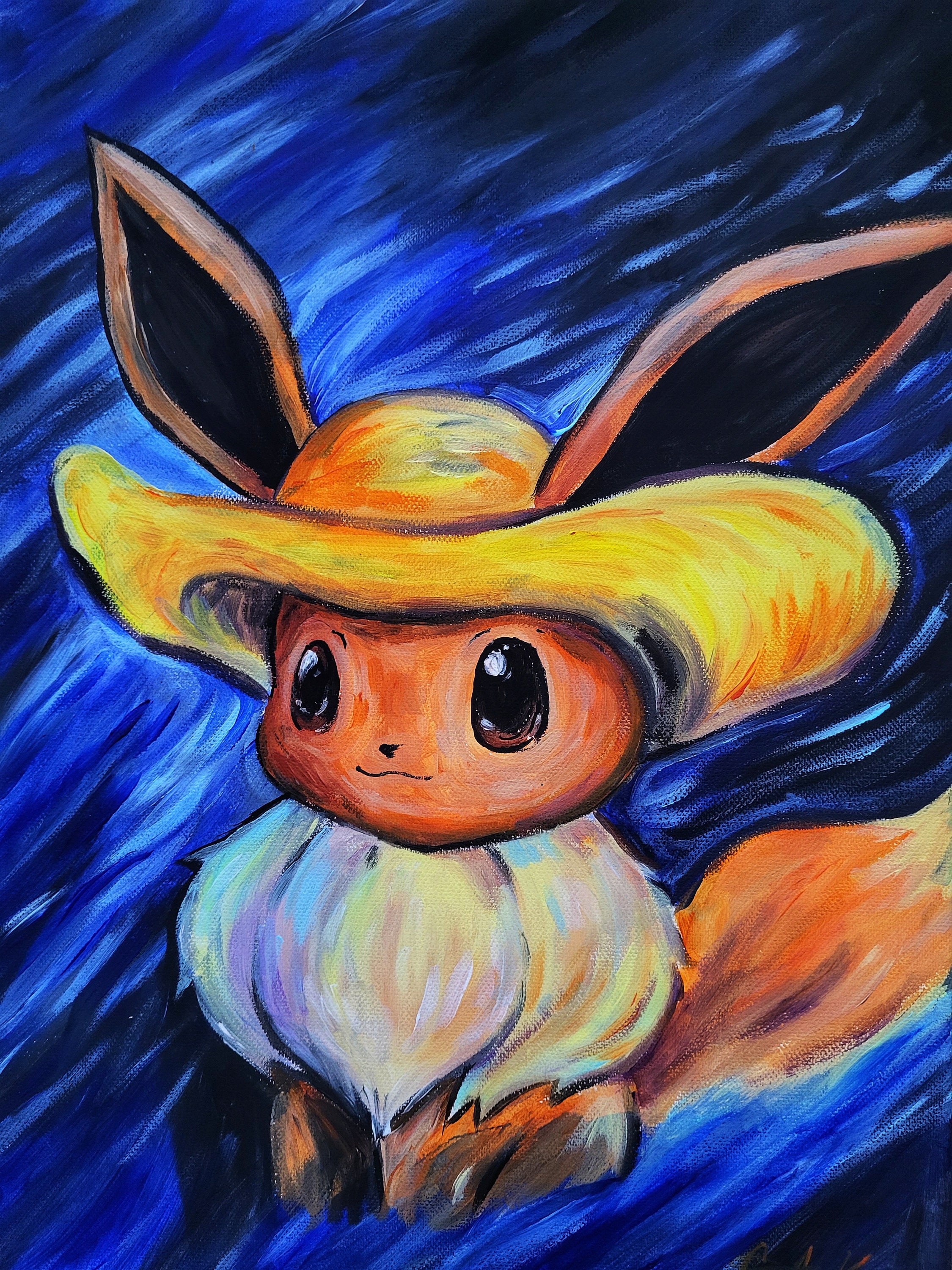 Pokemon Art Painting Pikachu Eevee Pokemon in Van Gogh - Etsy