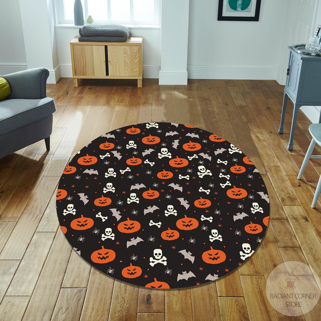 Eerie Halloween Rug Haunted Night Mat Spooky Bats Decor - Etsy