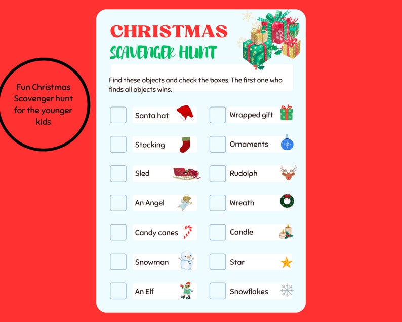 Christmas Scavenger Hunt for Kids - Etsy