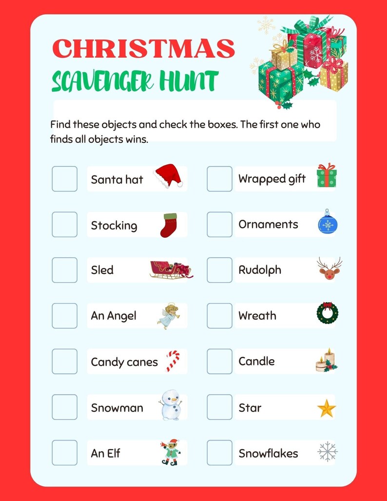 Christmas Scavenger Hunt for Kids - Etsy