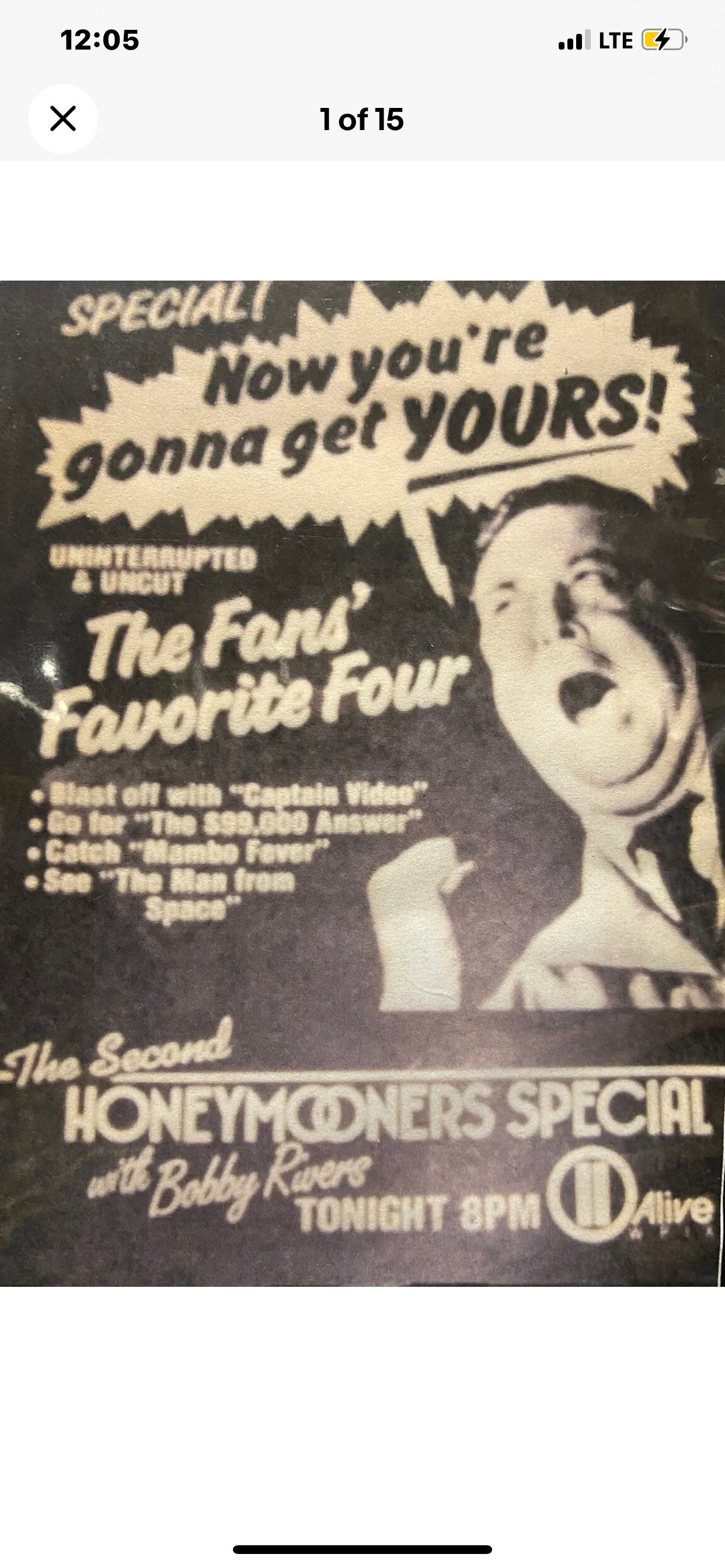 WPIX 11 Alive TV New York 2nd Honeymooners Special 1985 Original ...