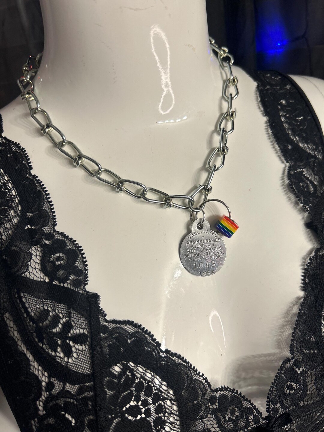 Stonewall Pride Vintage Rabies Tag Chain Choker - Etsy