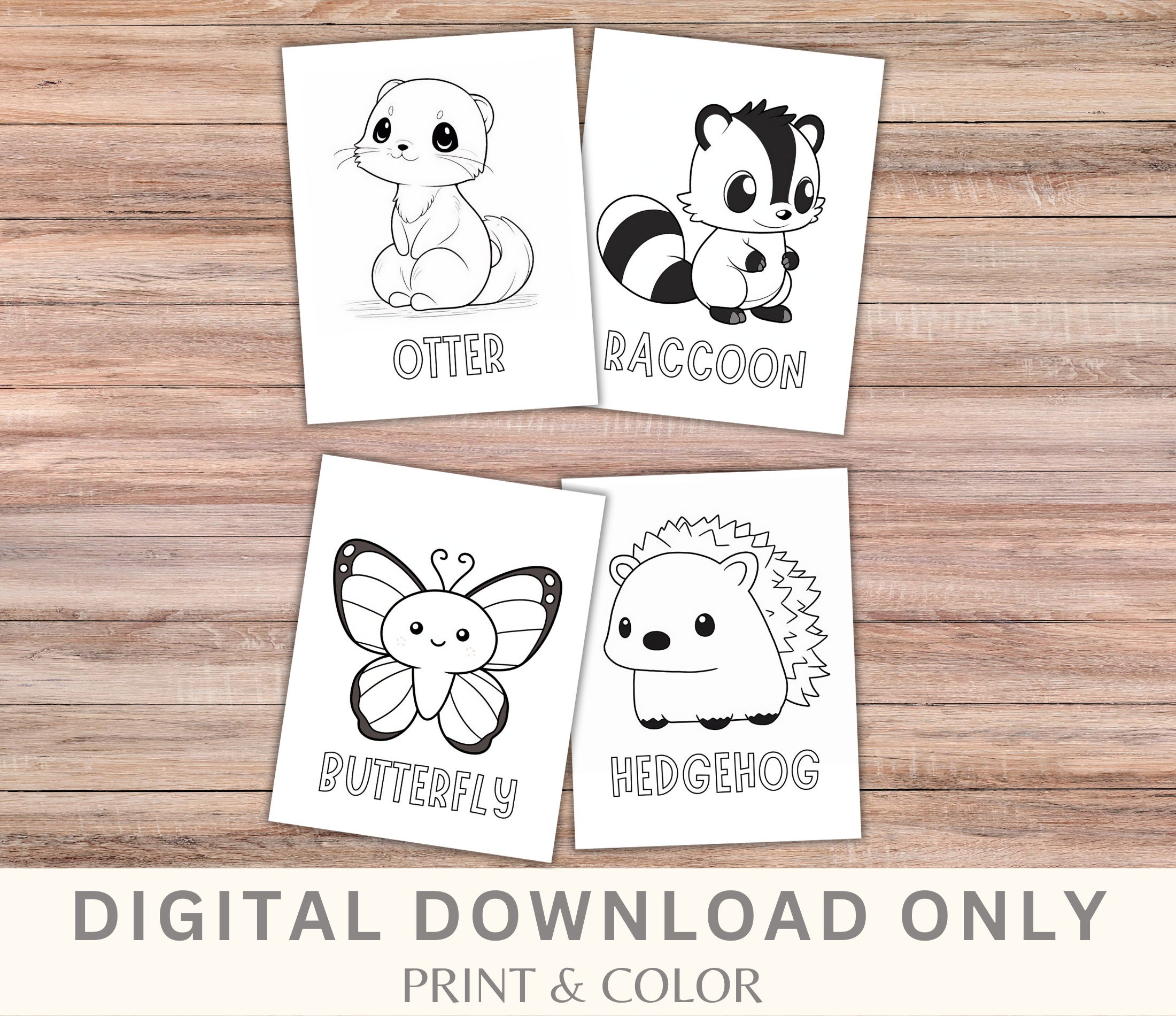 Cute Animals Coloring Pages Kawaii Coloring Page Printable - Etsy
