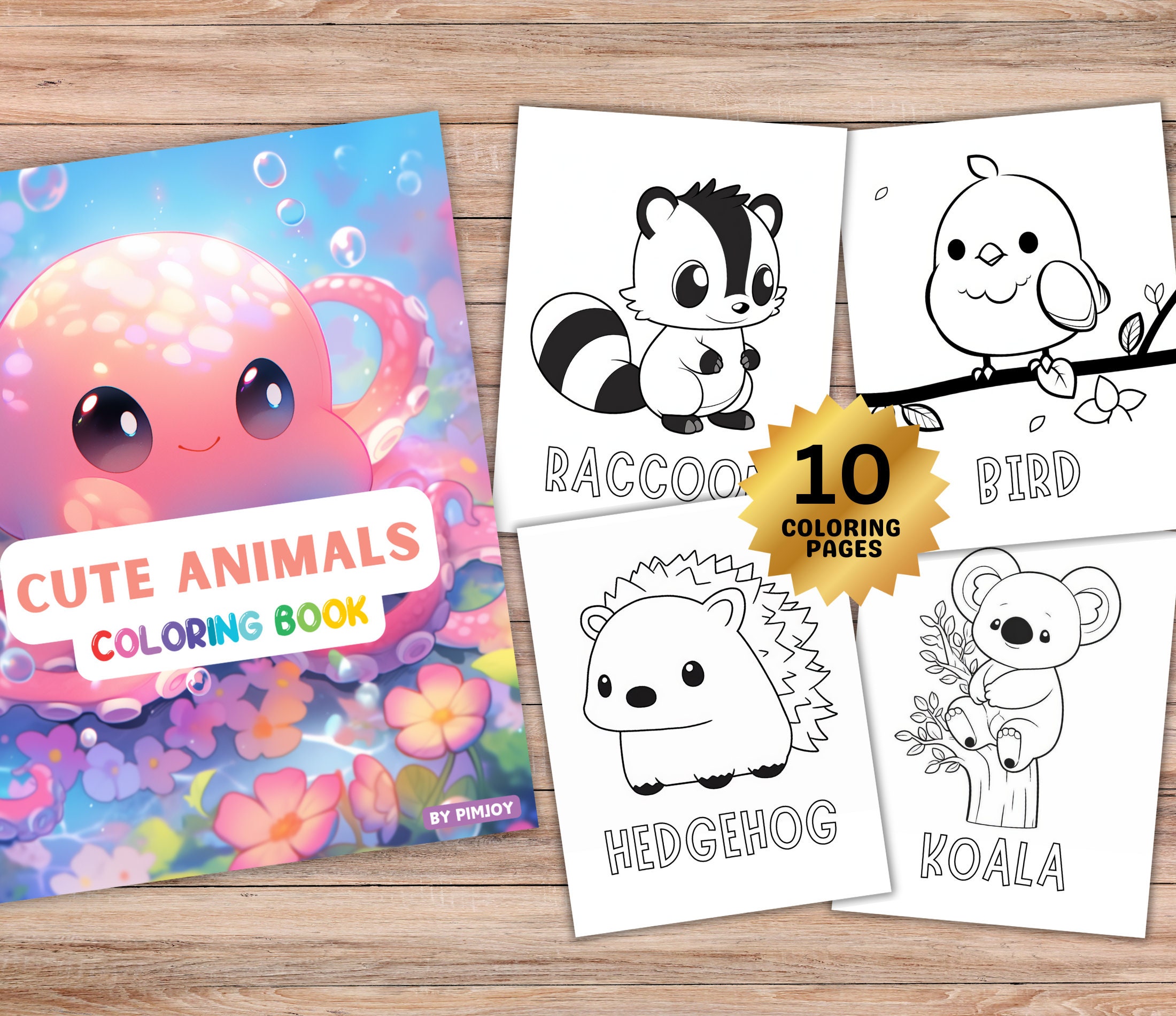 Cute Animals Coloring Pages Kawaii Coloring Page Printable - Etsy