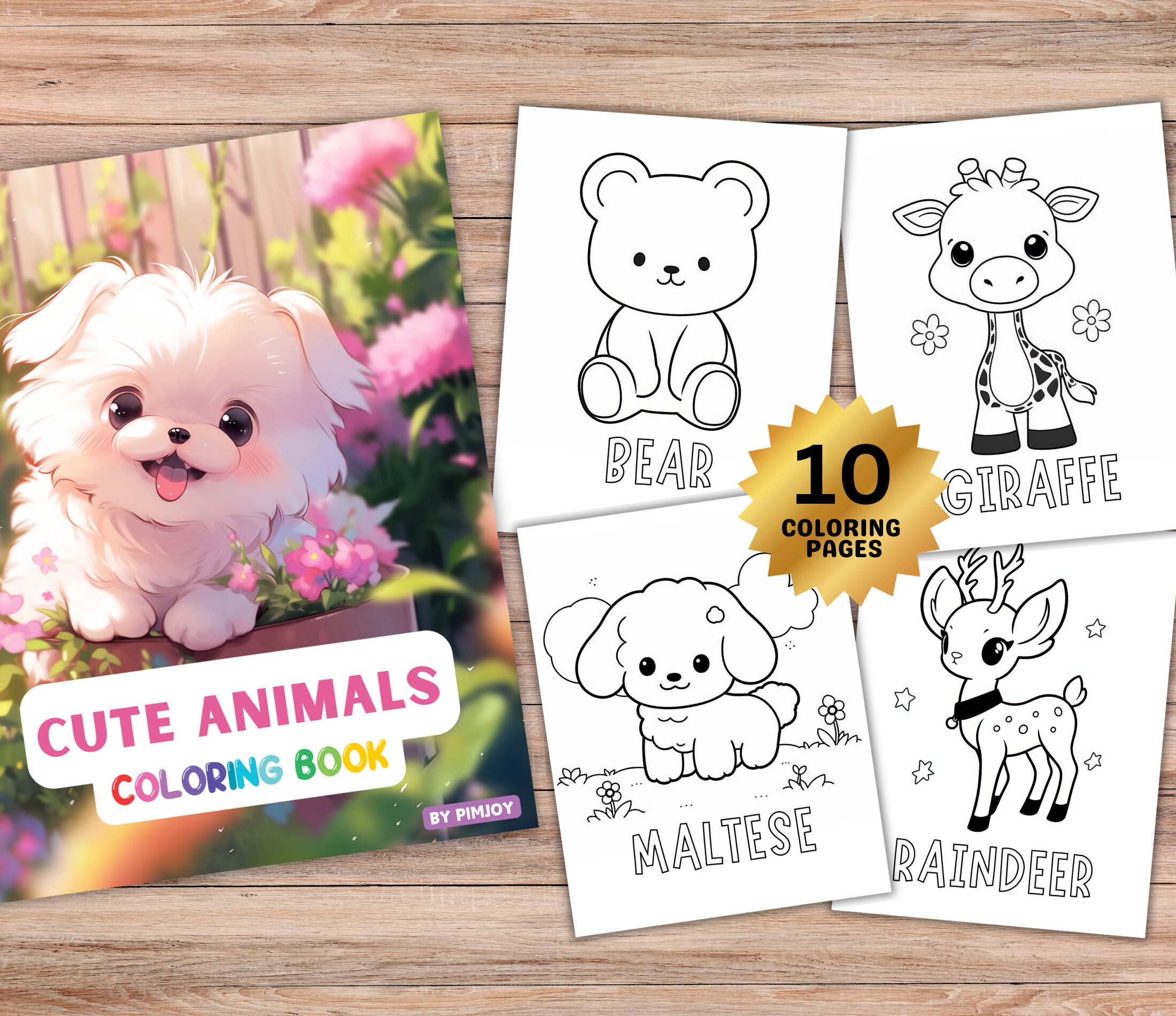 Cute Animals Coloring Pages, Kawaii Coloring Page Printable, Animals ...