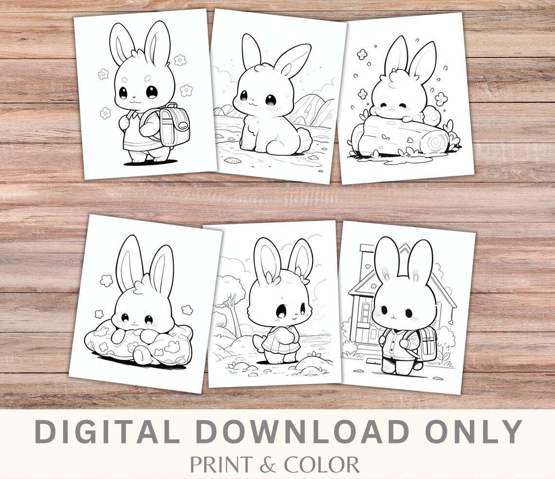 Cute Bunny Coloring Pages for Kids, Bunny Coloring Pages Printable ...