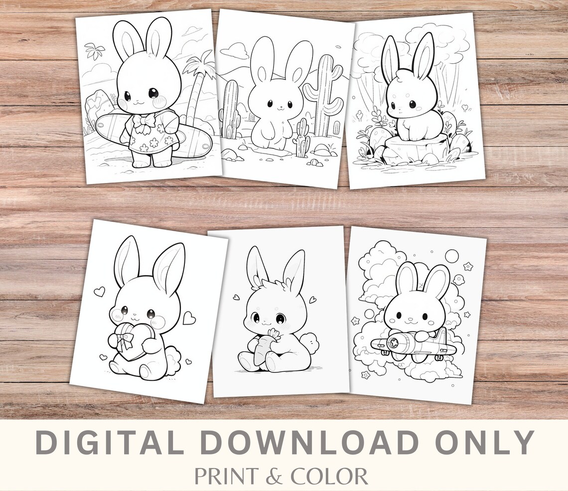 Cute Bunny Coloring Pages for Kids, Bunny Coloring Pages Printable ...