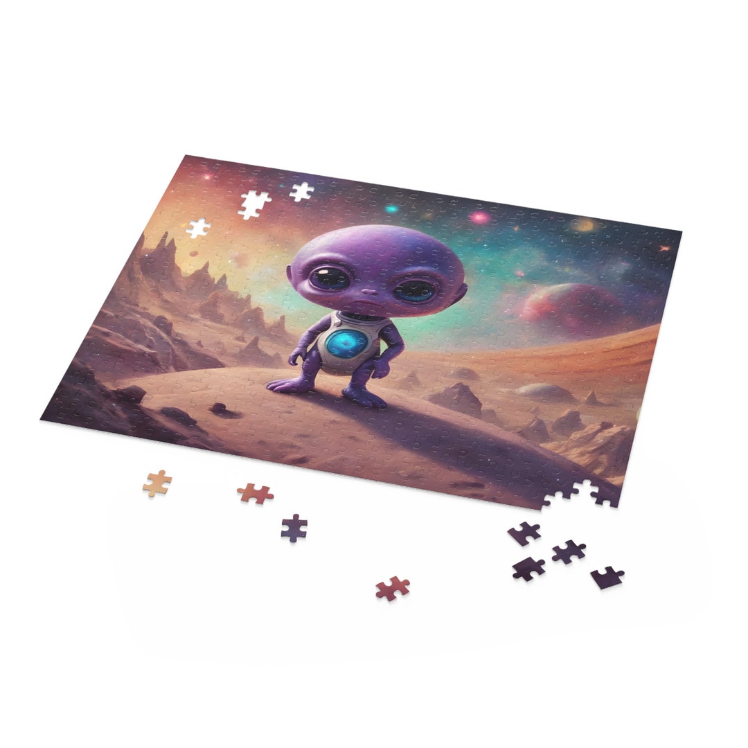 Alien Theme Jigsaw Puzzle Cute Fun UFO Sci-fi Challenge for - Etsy