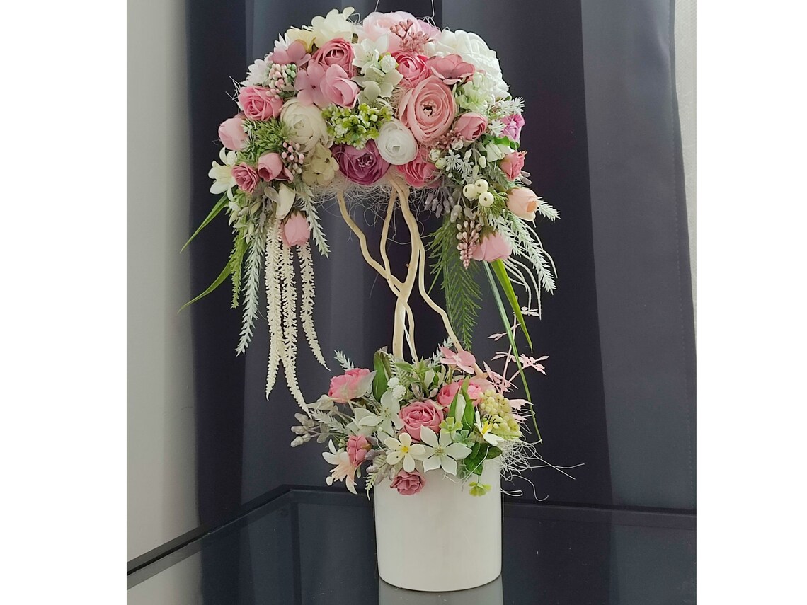 Floral Topiary ,pink Topiary ,flower Centerpiece, Flower Arrangement ...