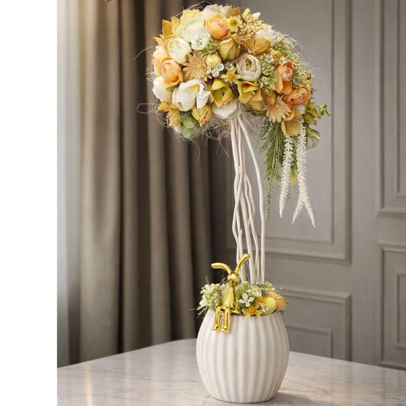 Easter Floral Topiary Tree – Spring Home Decor, Easter Centerpiece ...