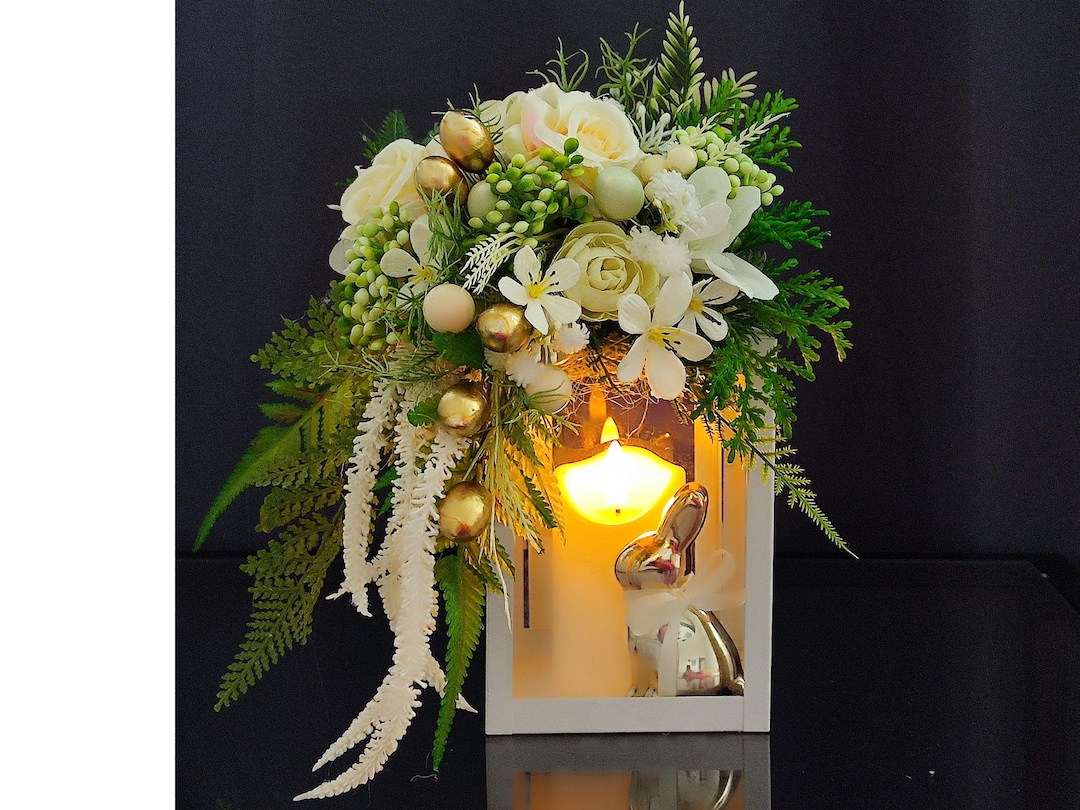 Easter Lantern With LED, Spring Lantern, Easter Bunny Centerpiece ...