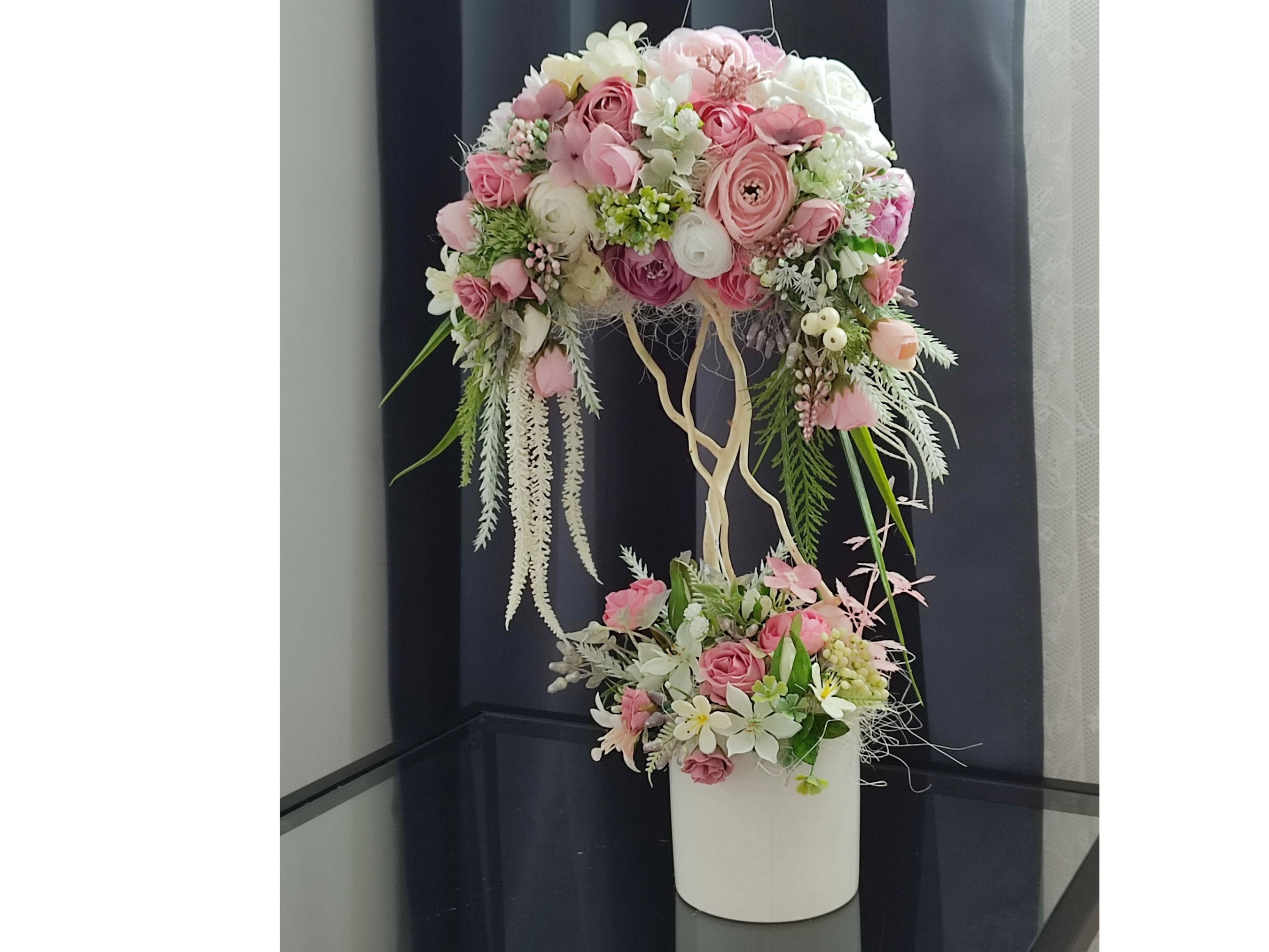 Floral Topiary ,pink Topiary ,flower Centerpiece, Flower Arrangement ...