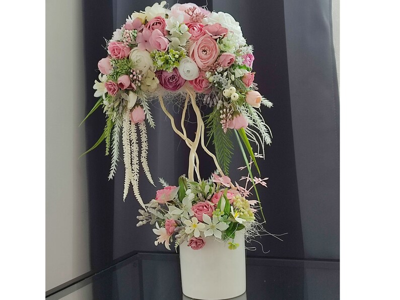 Floral Topiary ,pink Topiary ,flower Centerpiece, Flower Arrangement ...
