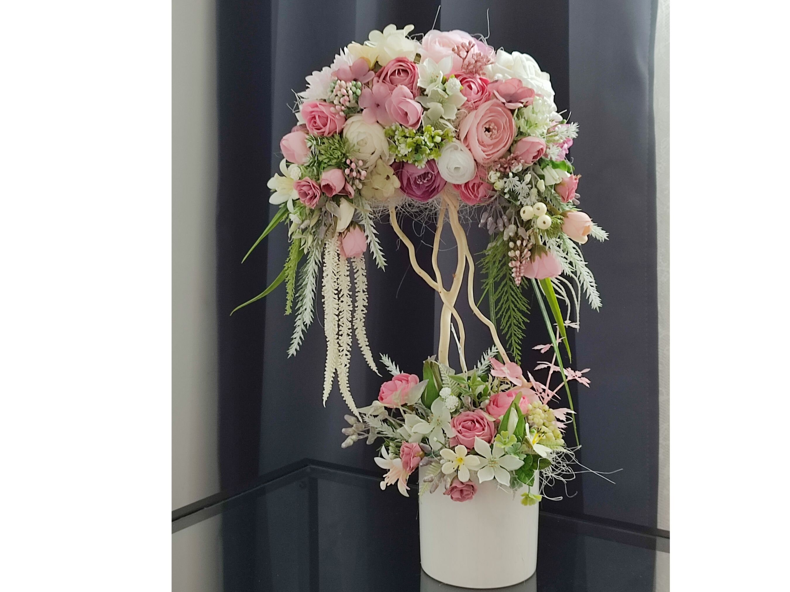 Floral Topiary ,pink Topiary ,flower Centerpiece, Flower Arrangement ...