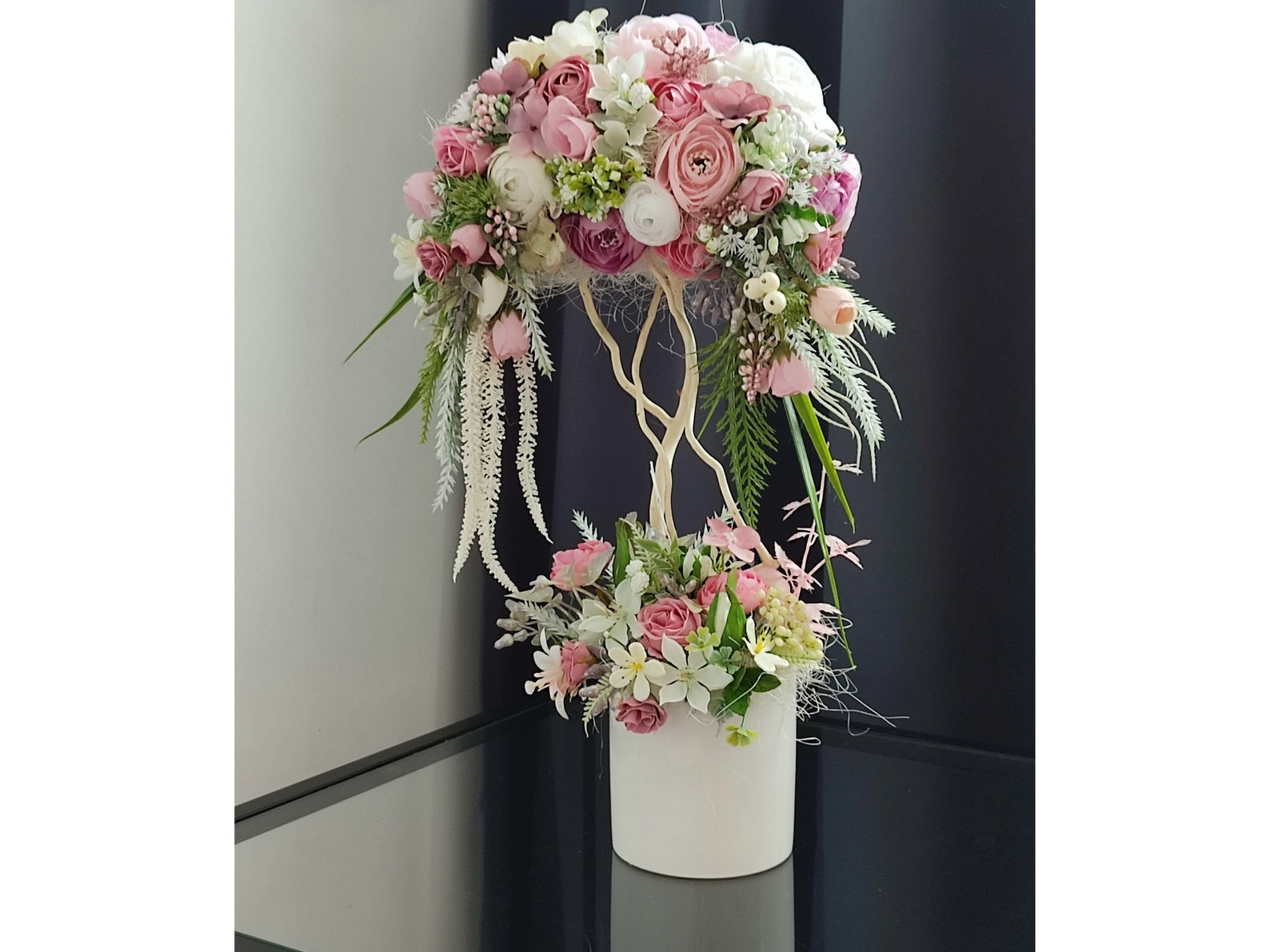 Floral Topiary ,pink Topiary ,flower Centerpiece, Flower Arrangement ...