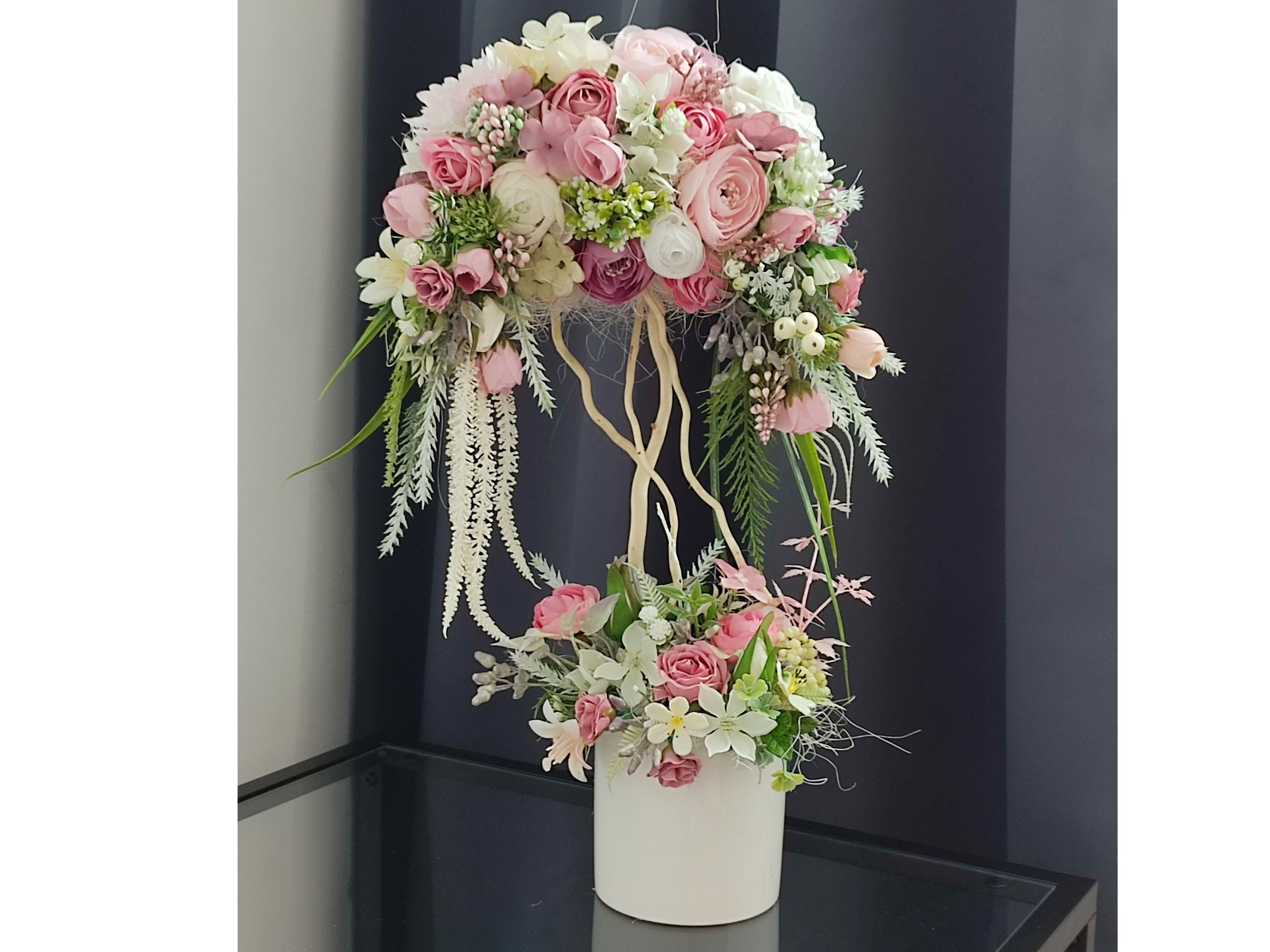 Floral Topiary ,pink Topiary ,flower Centerpiece, Flower Arrangement ...
