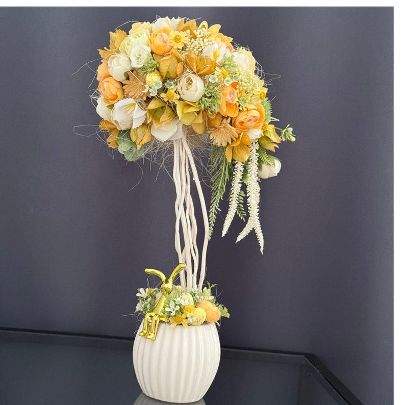 Easter Floral Topiary Tree – Spring Home Decor, Easter Centerpiece ...