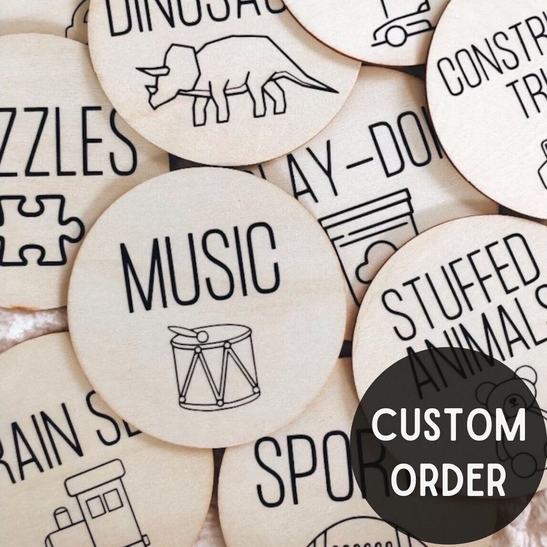 Personalized Wooden Round Toy Label Tags, Kid-friendly With Images ...
