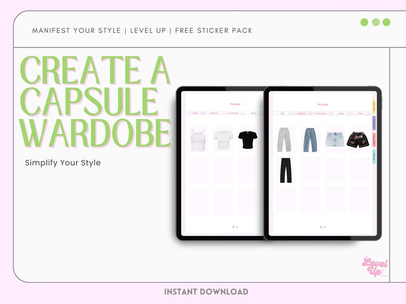 Digital Outfit Planner With Wardrobe Vault, Aesthetic Daily Lookbook ...
