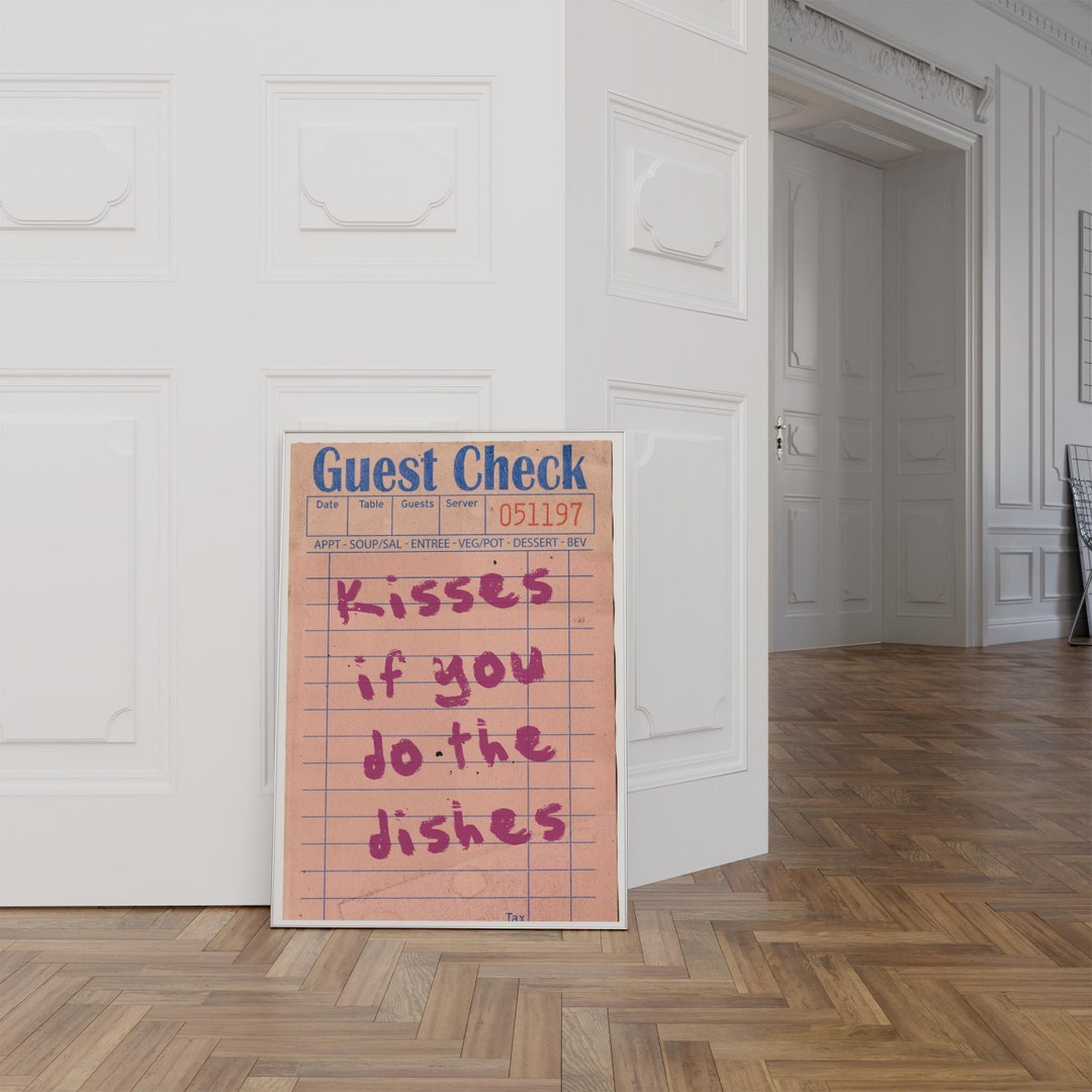 Posters Aesthetic Cute Guest Check Wall Art Pink Guest Check Print Dorm ...