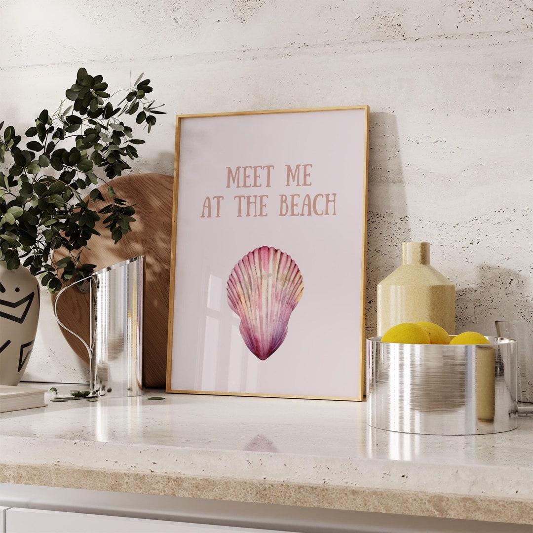 Coastal Decor Pink Coastal Girl Wall Art Beach Poster Ocean Art Surf ...