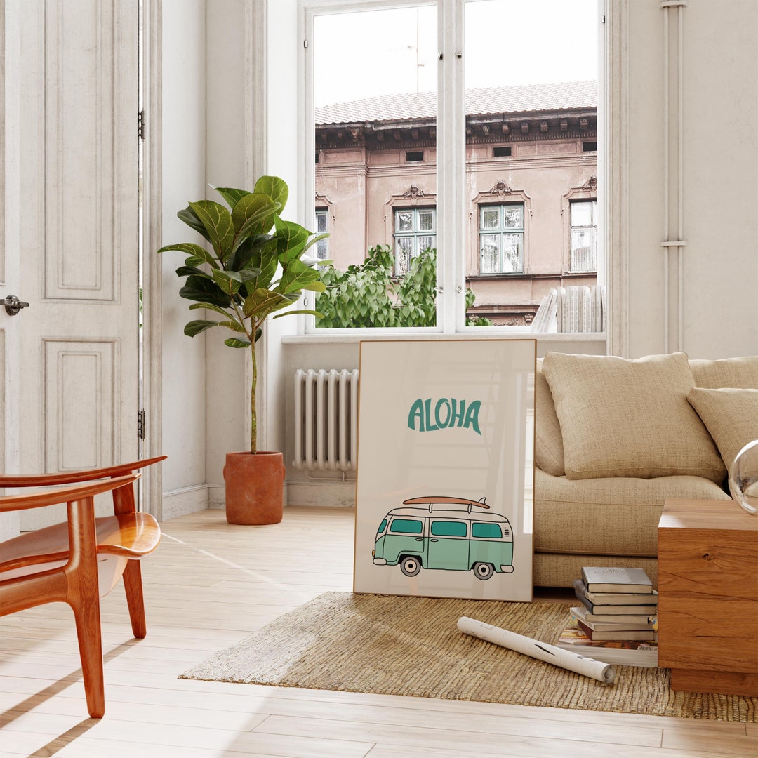 Coastal Girl Wall Art Surf Poster Preppy Dorm Decor Aloha Print ...