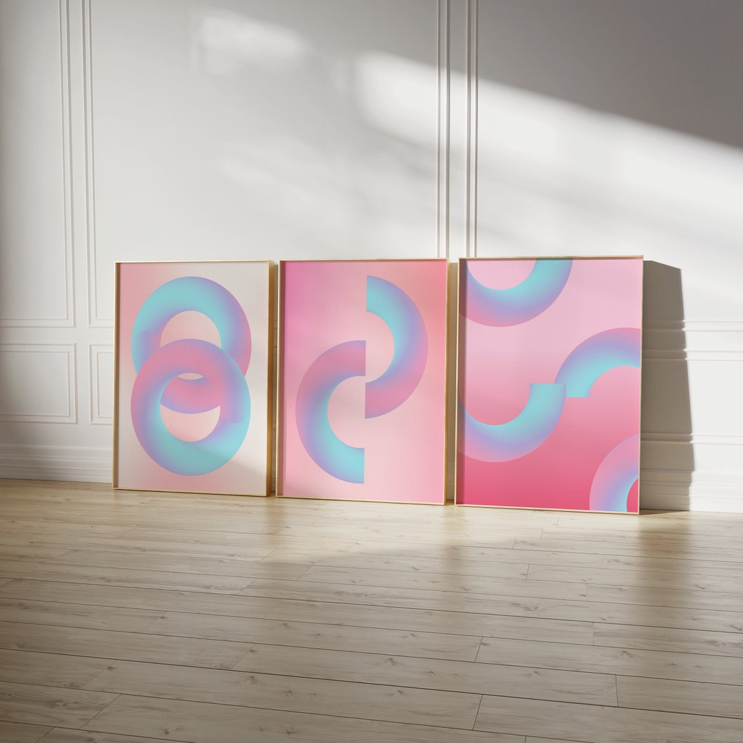 Abstract Aura Poster Set of 3er Set Devine Feminine Art Pink Aura ...