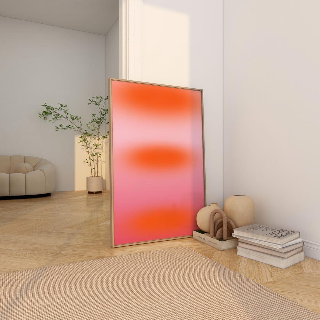 Red Aura Print Gradient Aura Poster Pink Aura Wall Art Light Pink Aura ...