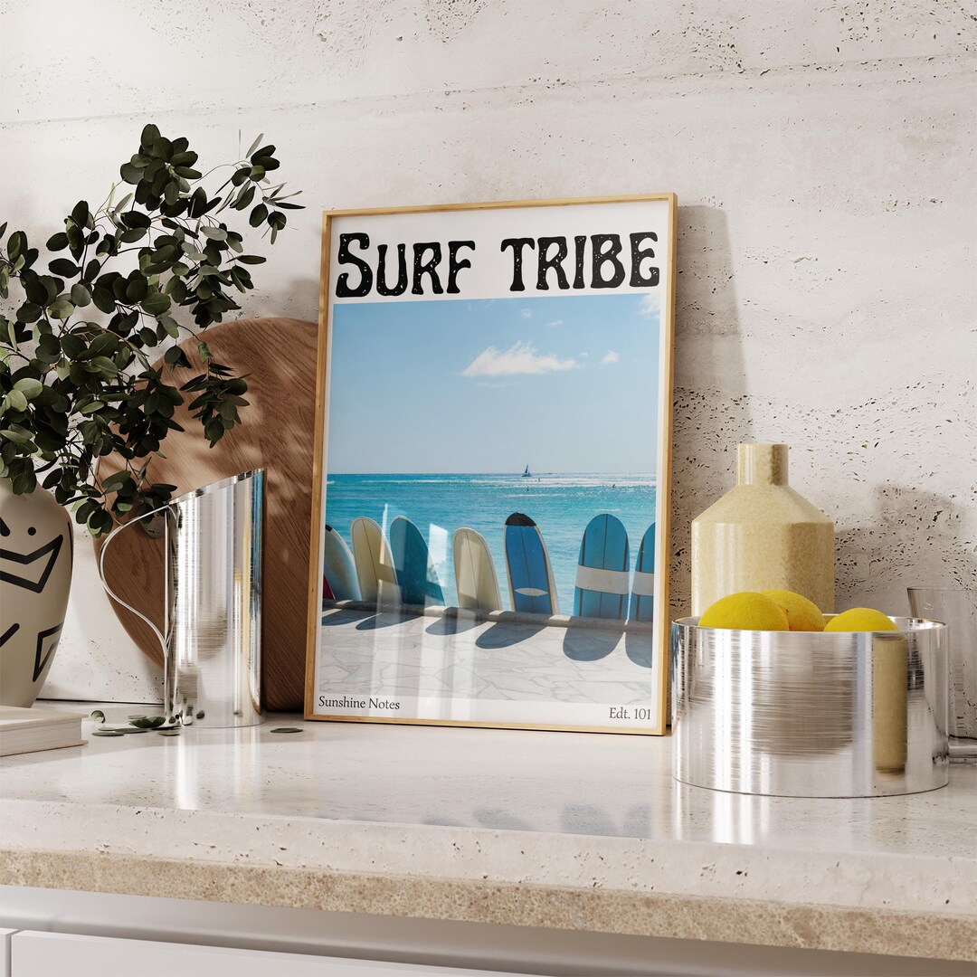 Retro Surf Poster Vintage Magazine Cover Beachy Ocean Art Summer Print ...