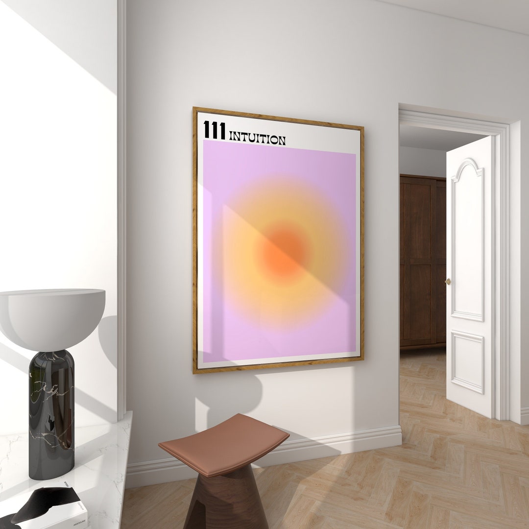 111 Print, Angel Number Poster, Gradient Wall Art, Light Purple Aura ...