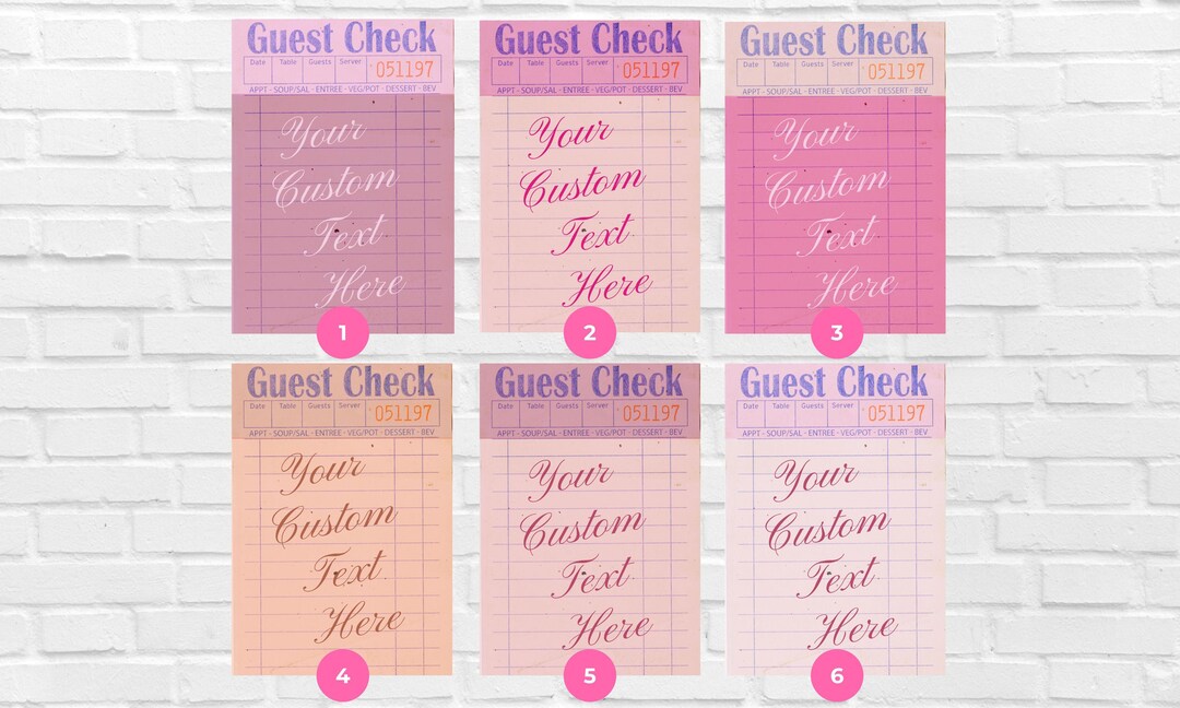 Custom Guest Check Art Print Custom Gift Wall Art Guest Check ...