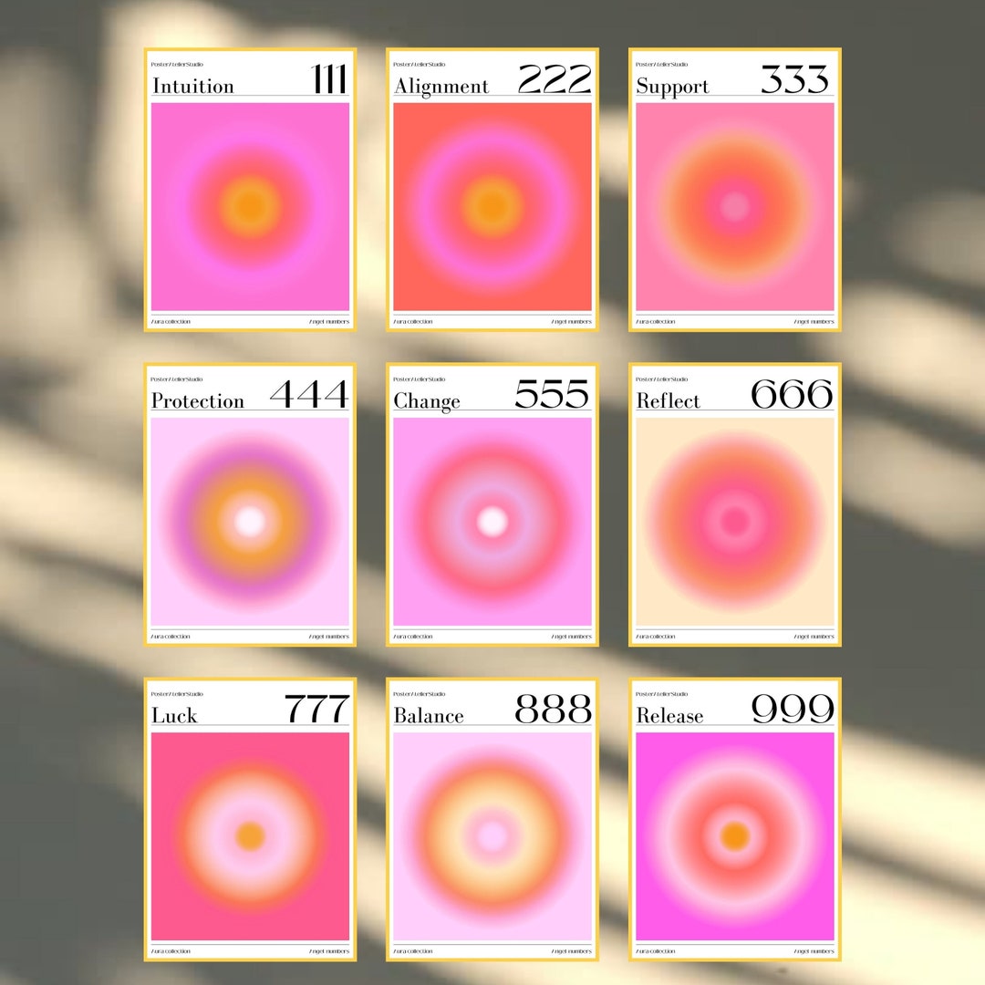 Angel Numbers Gallery Wall of 9 Angel Number Poster Printable Wall Art ...