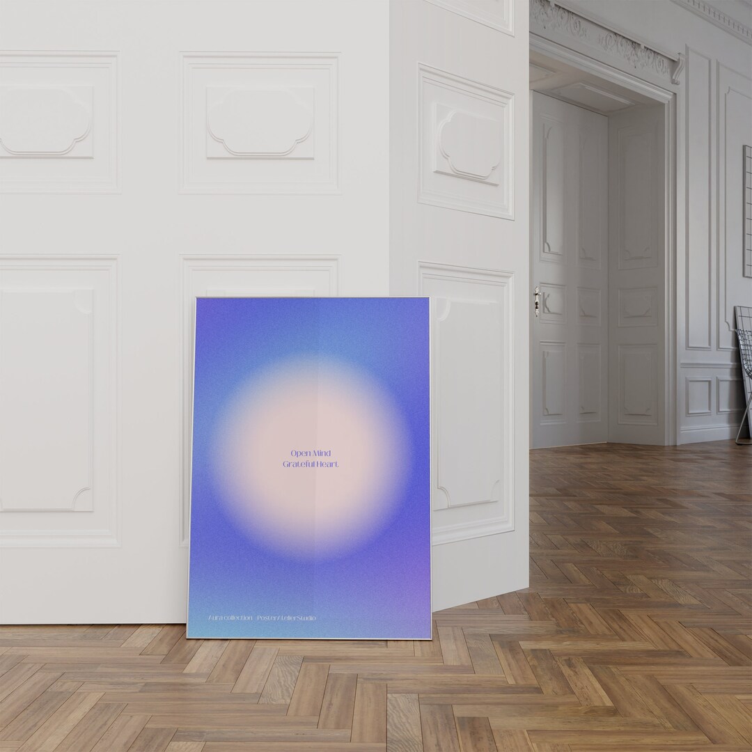 Blue Gradient Aura Poster Open Mind Grateful Heart Aura Print Spiritual ...