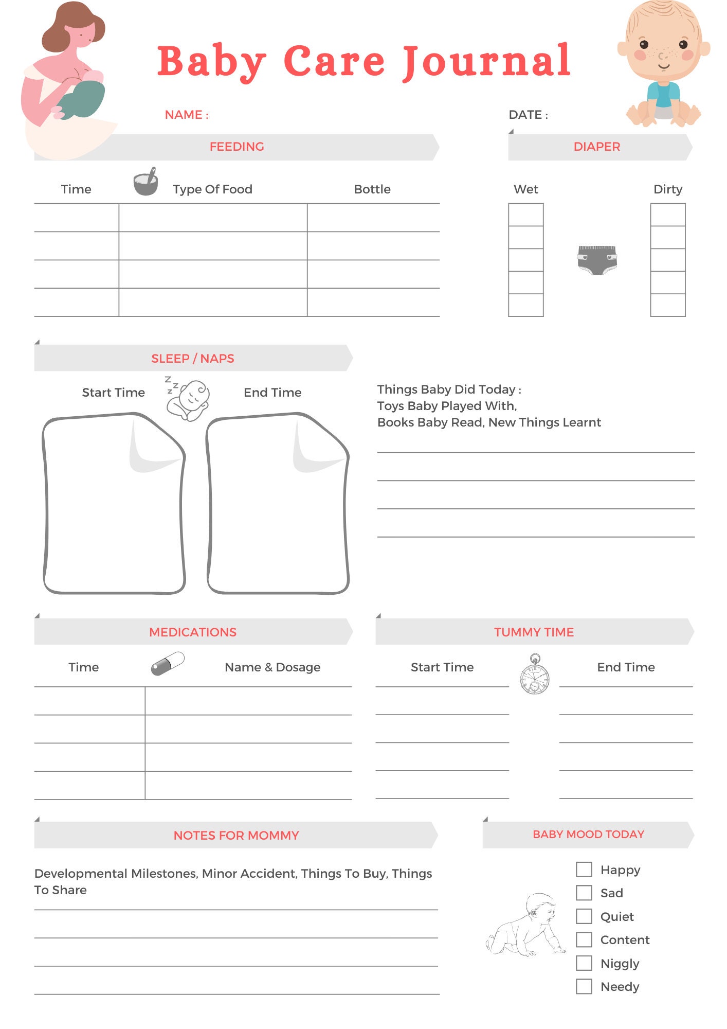 Elegant Baby Care Journal - Etsy