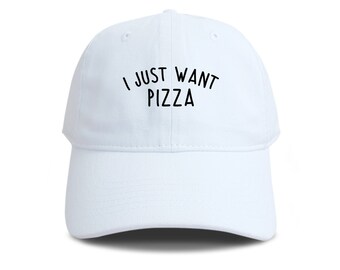 PIZZA Baseball Hat Dad Hat Low Profile White Pink Black Casquette ...