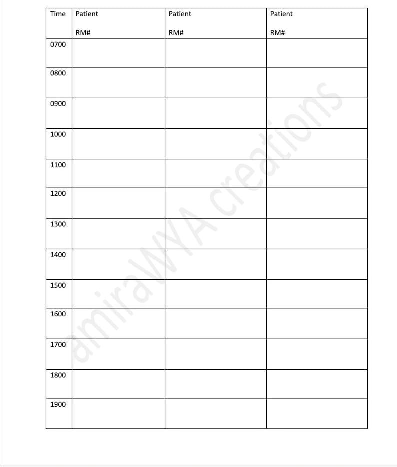 Hourly Nurse Report Medication SBAR - 6 Printable Editable Template - Etsy