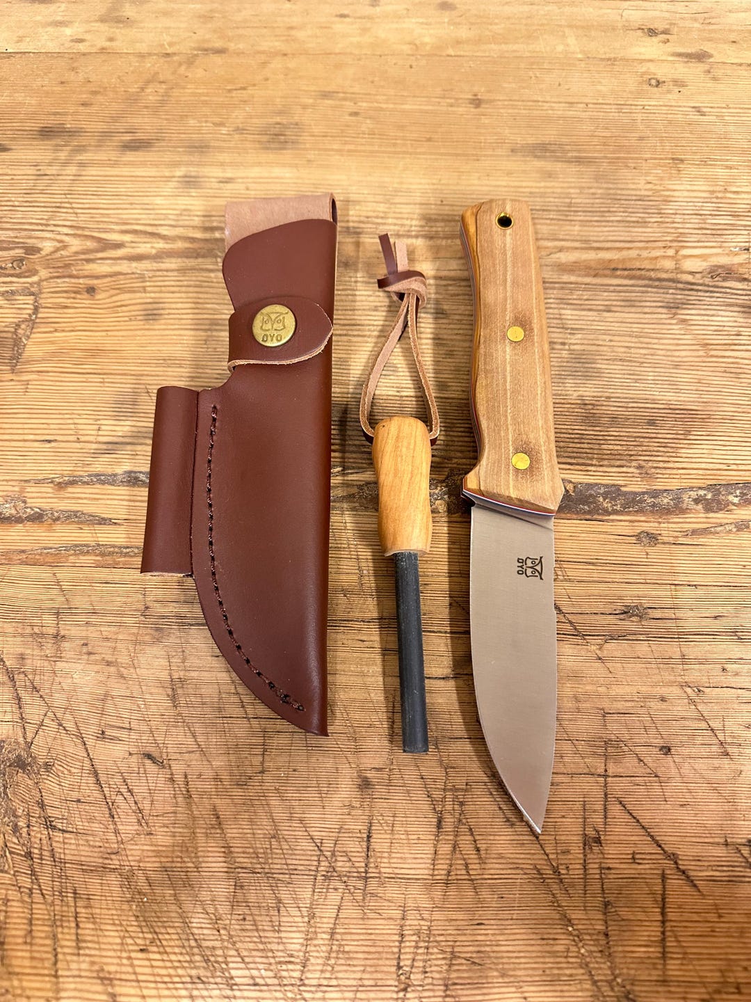 Custom Rustic Norwegian Knife With Spark Steel & Olive Wood Handle ...