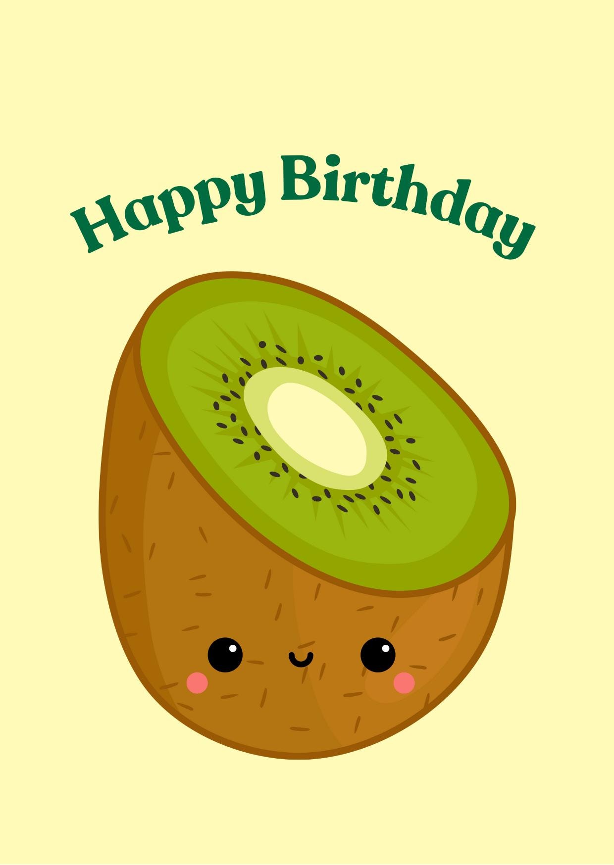 Kawaii Kiwi Birthday Card for Friends & Family - Instant Download A4 ...
