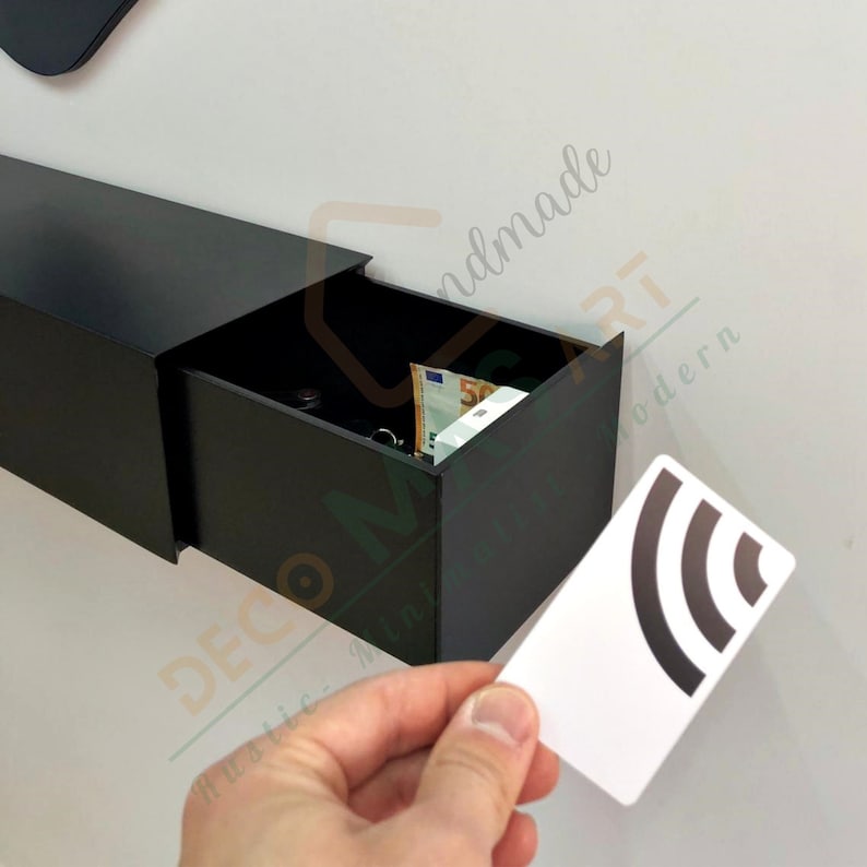 Custom Size RF ID Lock Floating Shelf Wooden Tv Unit With Hidden ...