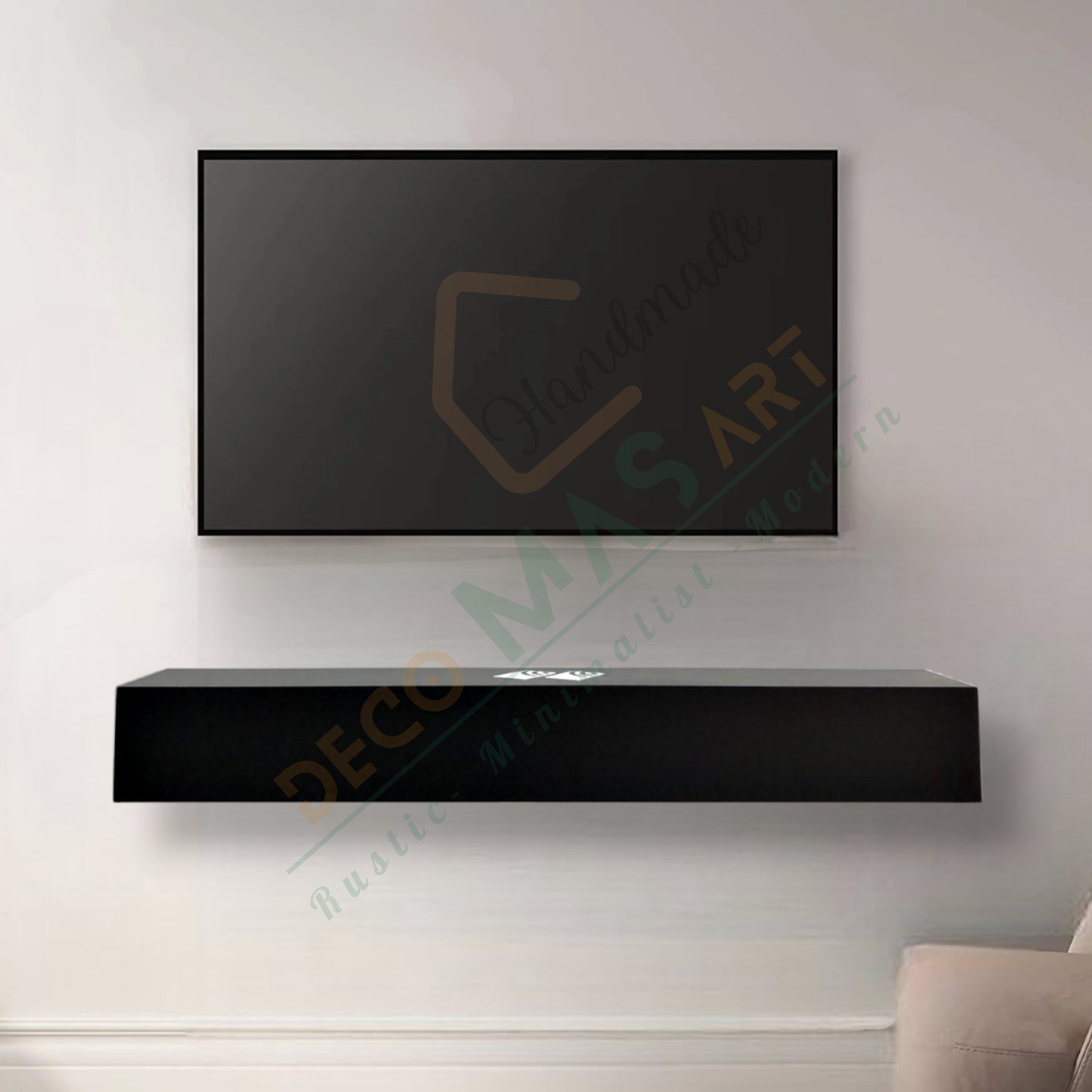 Custom Size RF ID Lock Floating Shelf Wooden Tv Unit With Hidden ...