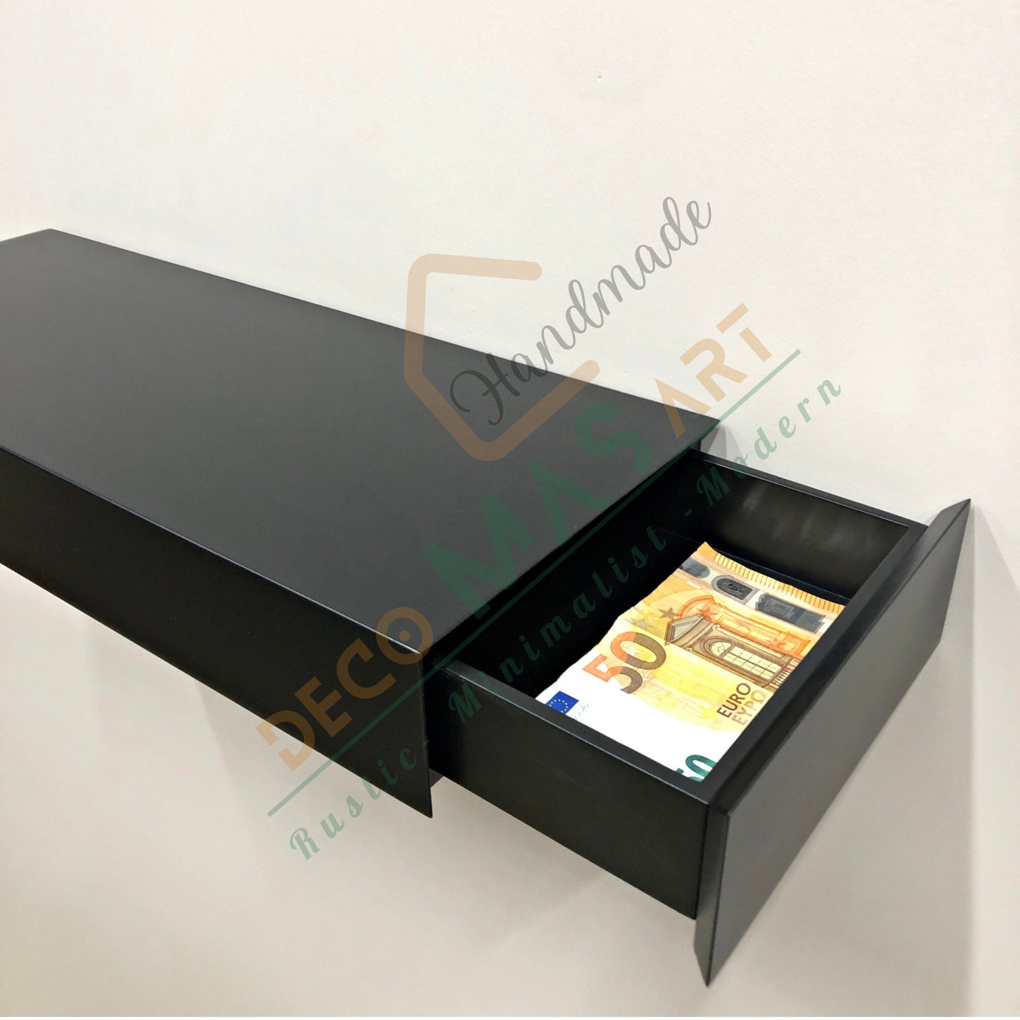 Wooden Black Tv Unit With Hidden Drawers Custom Size - Etsy